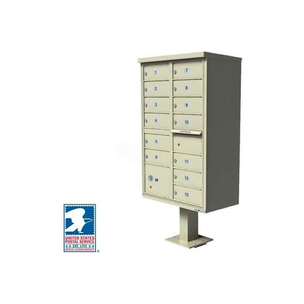 Florence Mfg Co Vital Cluster Box Unit, 13 Mailboxes, 1 Parcel Locker, Sandstone 1570-13SDAF | Zoro